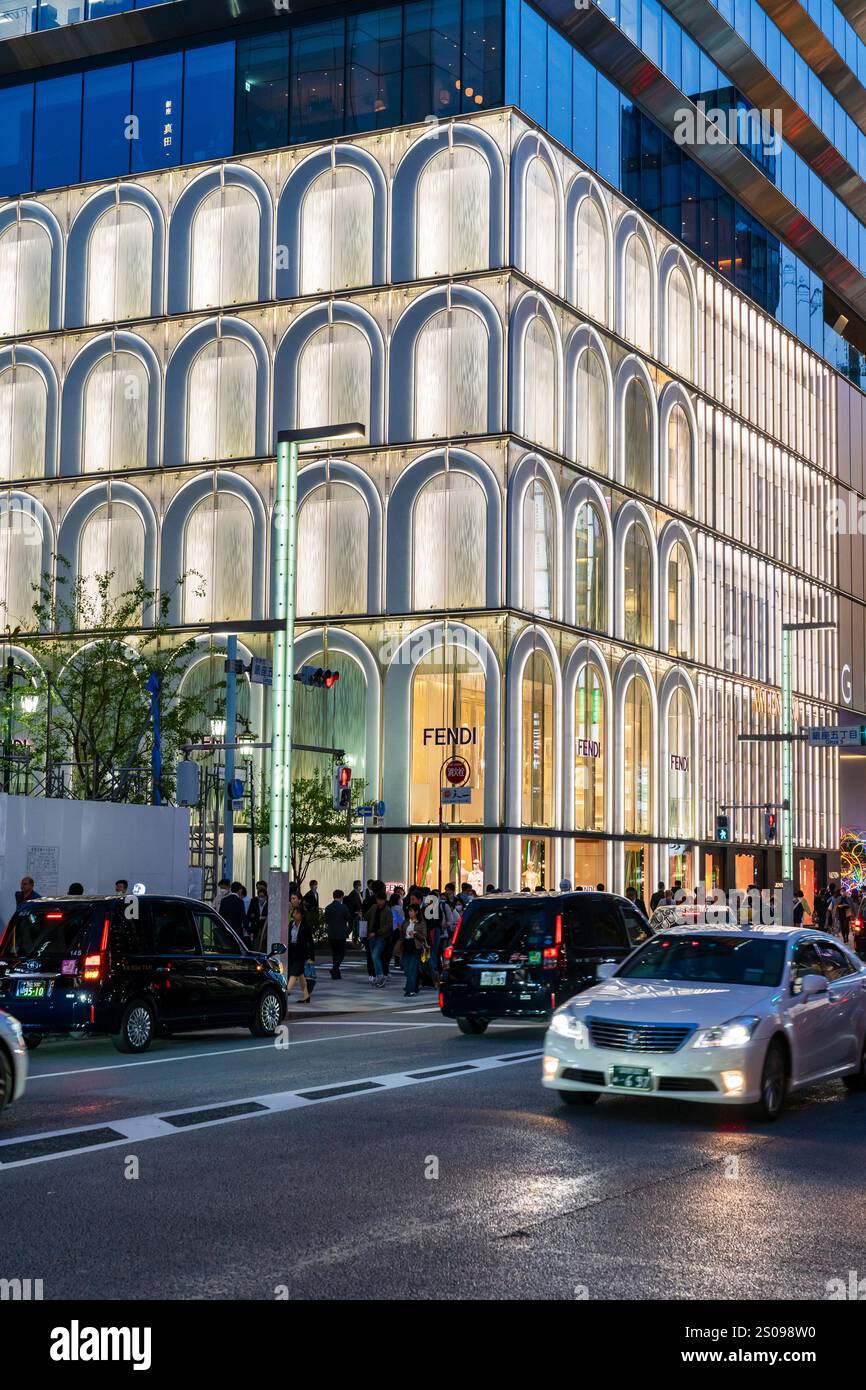 The Fendi store with its distinctive steel-glass facade designed by the ...