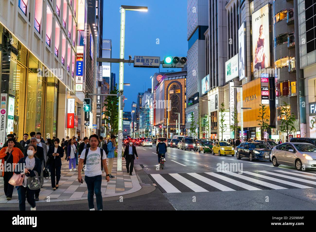 View along the Ginza shopping street outside the Exitmelsa shopping complex and the fashionable ...
