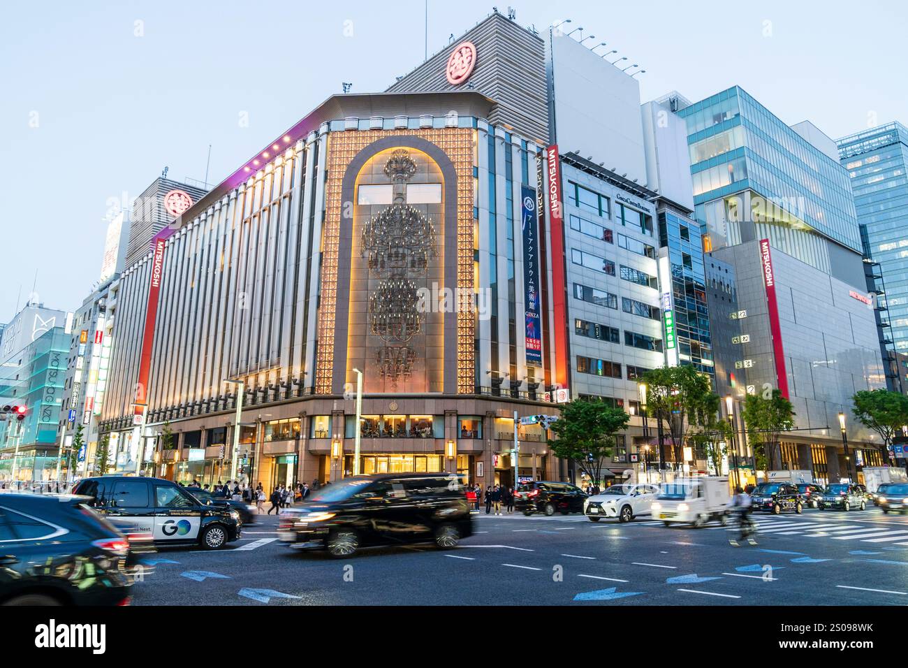 The landmark Mitsukoshi Department store building with its chandelier ...