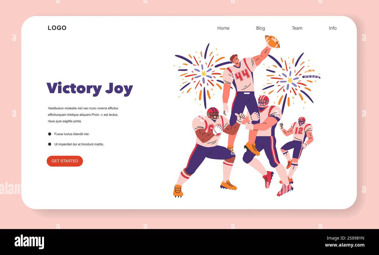 Super Bowl celebration concept. Joyful football players rejoice with ...