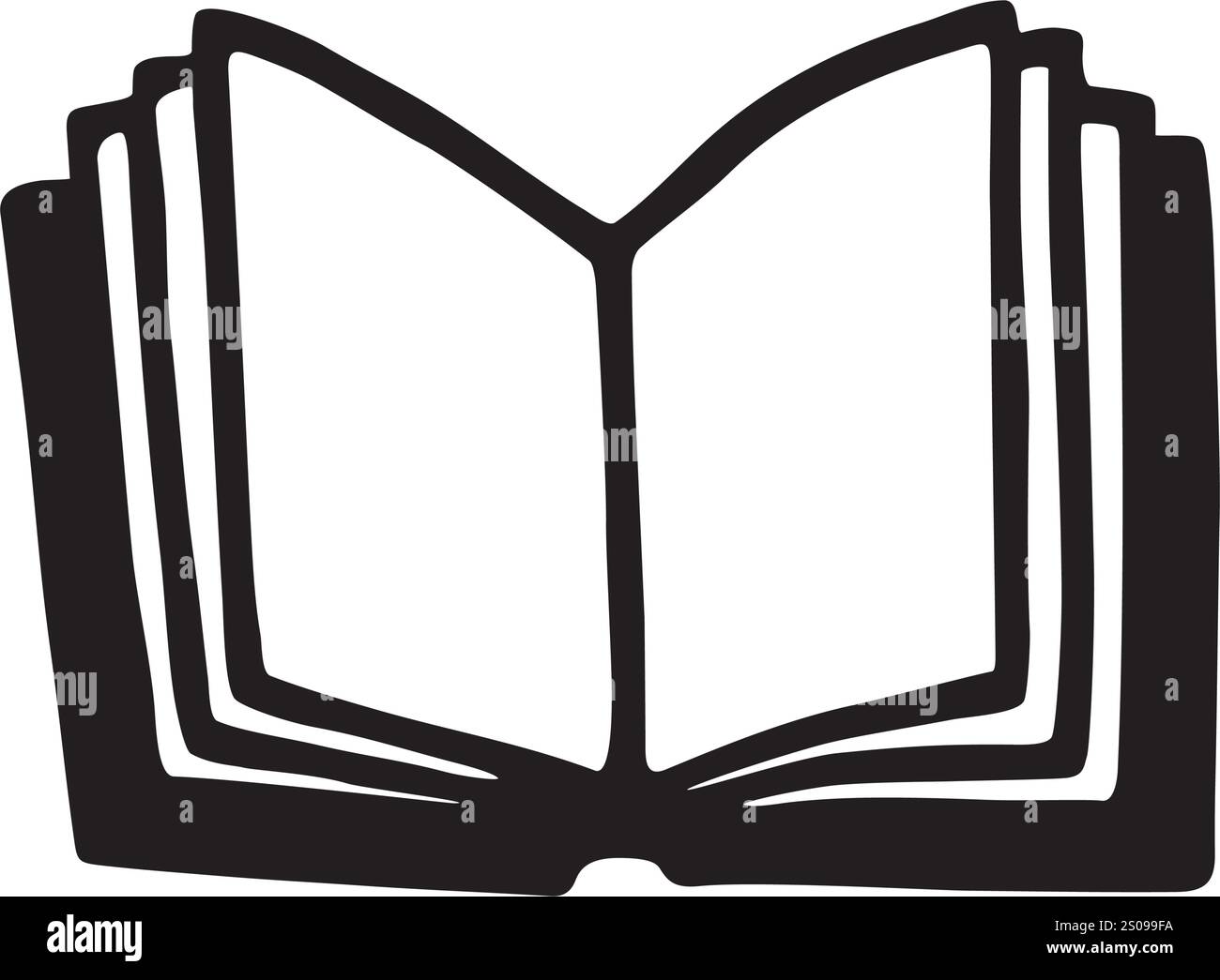 Doodle open book icon hand drawn with black line in freehand style ...