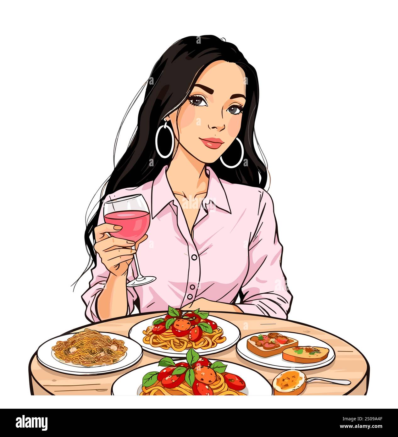 Young woman at restaurant sitting at table Cut Out Stock Images ...