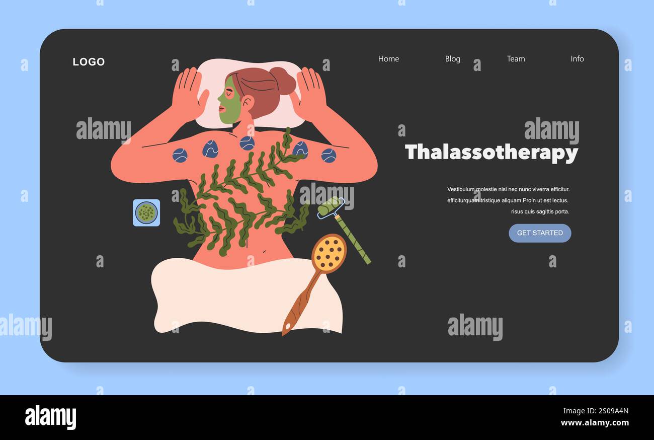 Thalassotherapy concept. A serene woman enjoys a seaweed spa treatment ...