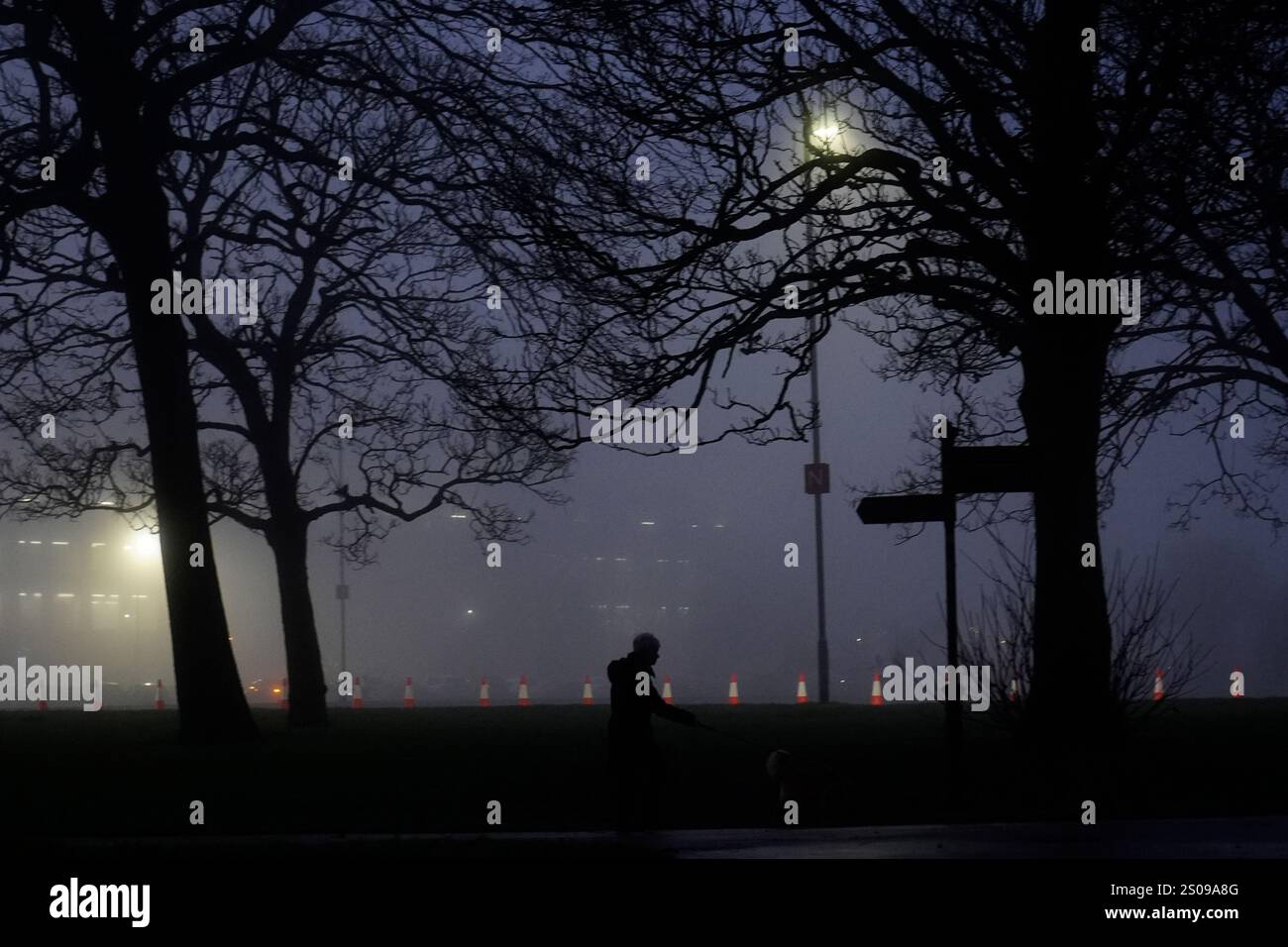 Misty weather and fog outside Anfield, Liverpool. Boxing Day will be ...