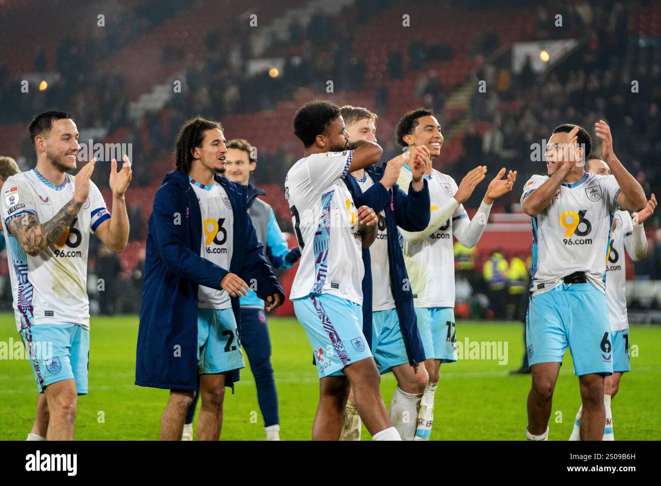 Sheffield, UK. 26th Dec, 2024. Burnley FC squad celebrate their win 0-2 ...