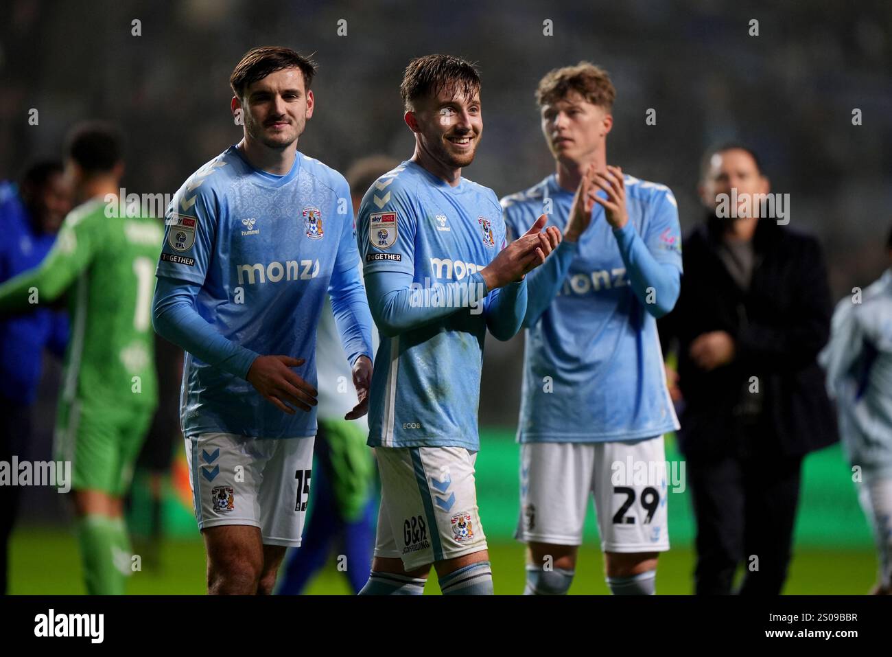 Coventry City's Josh Eccles (centre) applauds the fans after the Sky ...