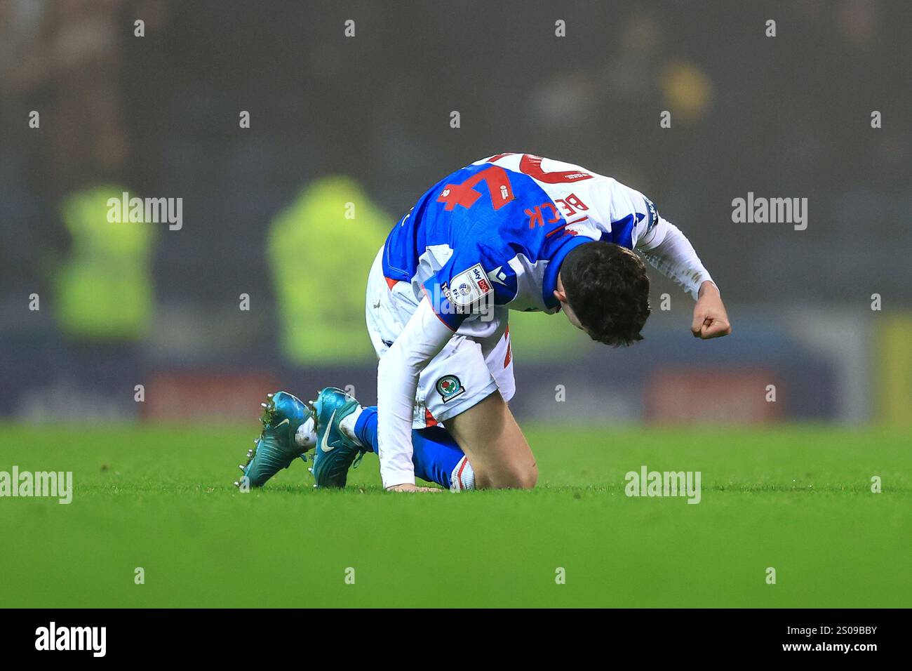 Blackburn Rovers' Owen Beck (obscured) reacts following the Sky Bet ...