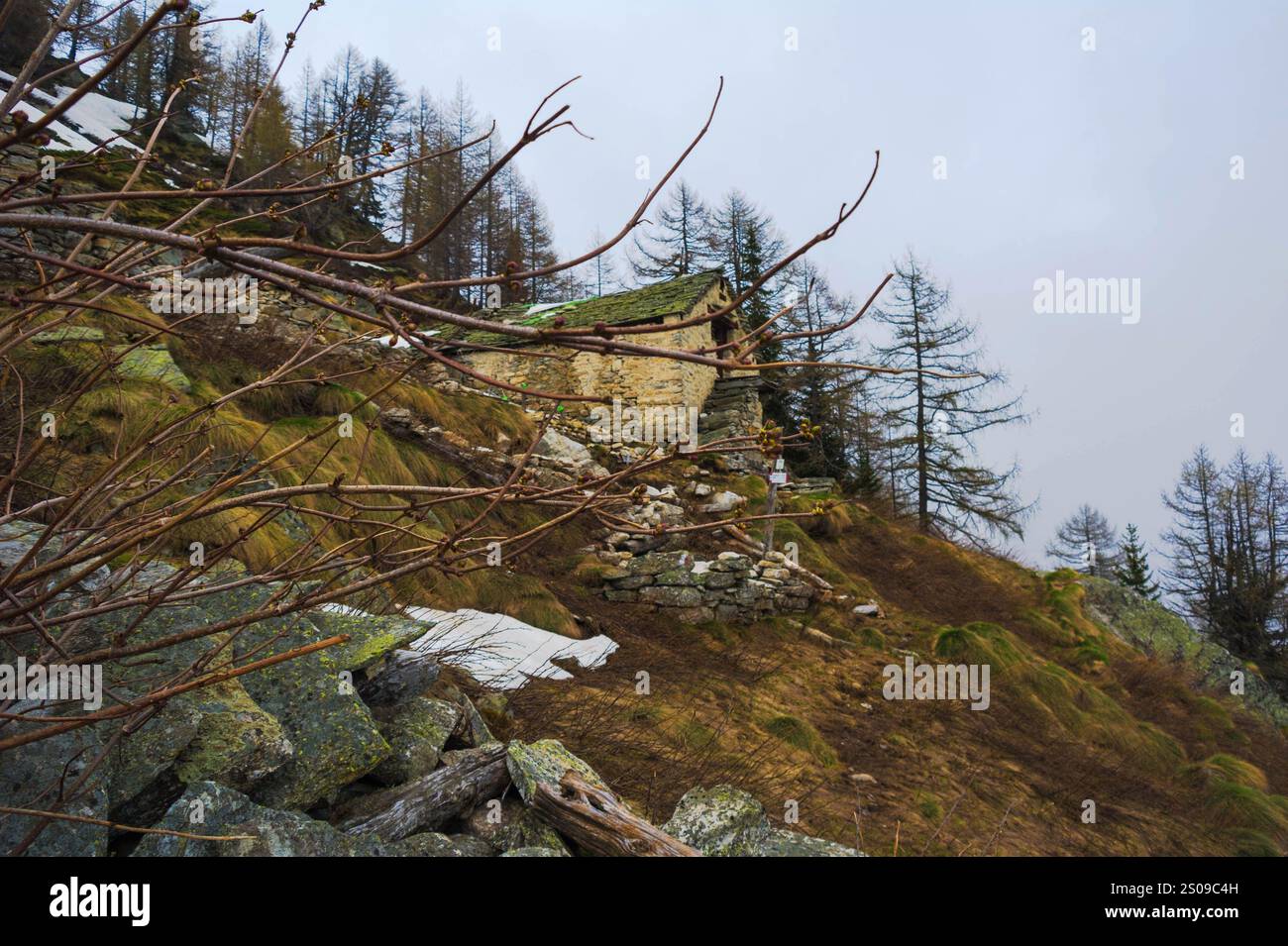 old chalet near bill alp in macugnaga in italy Stock Photo - Alamy