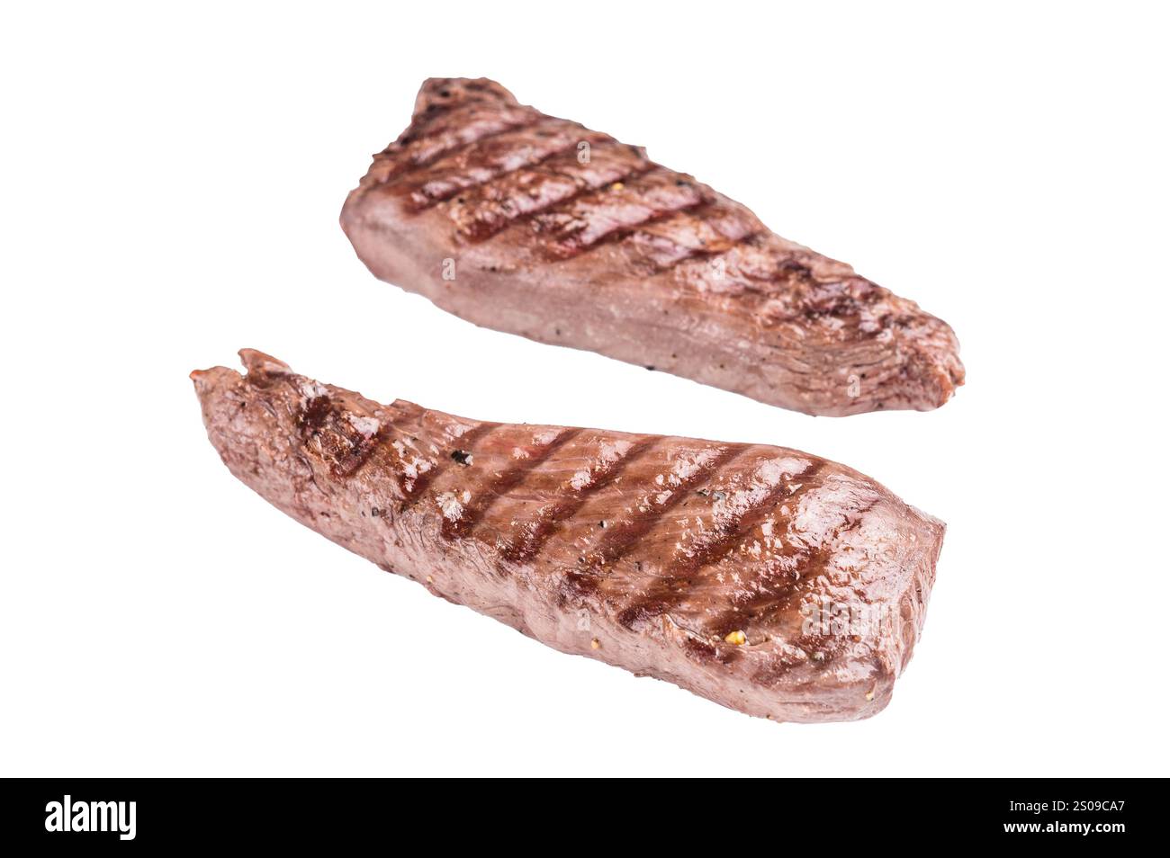 Grilled Mutton tenderloin fillet steak, lamb meat with herbs isolated ...