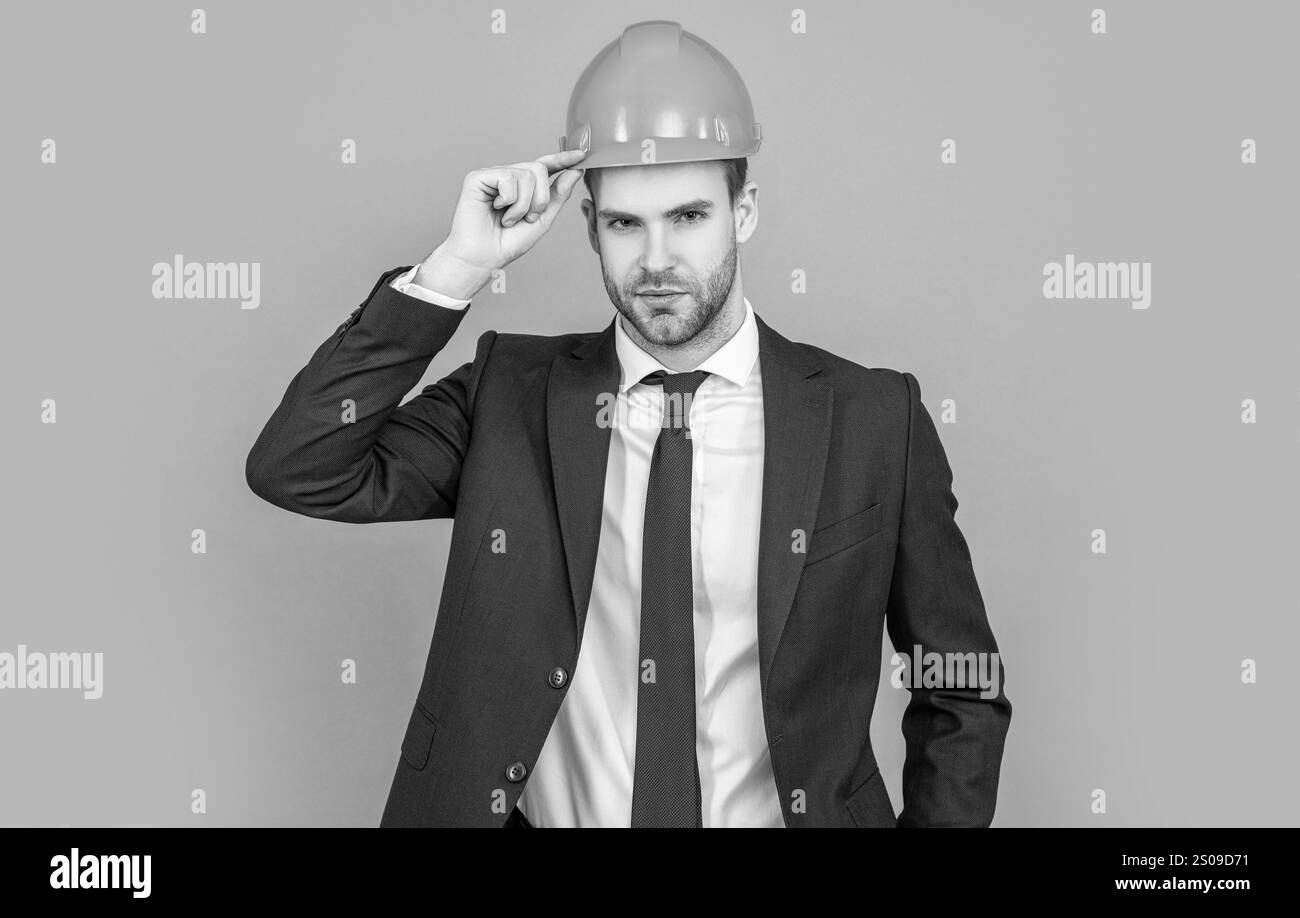 Inspection by businessman in office. Architect inspector man in suit ...