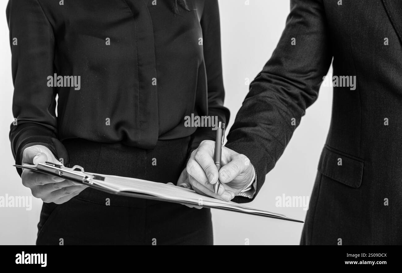 Businesspeople signing contract. Signing business agreement isolated on ...