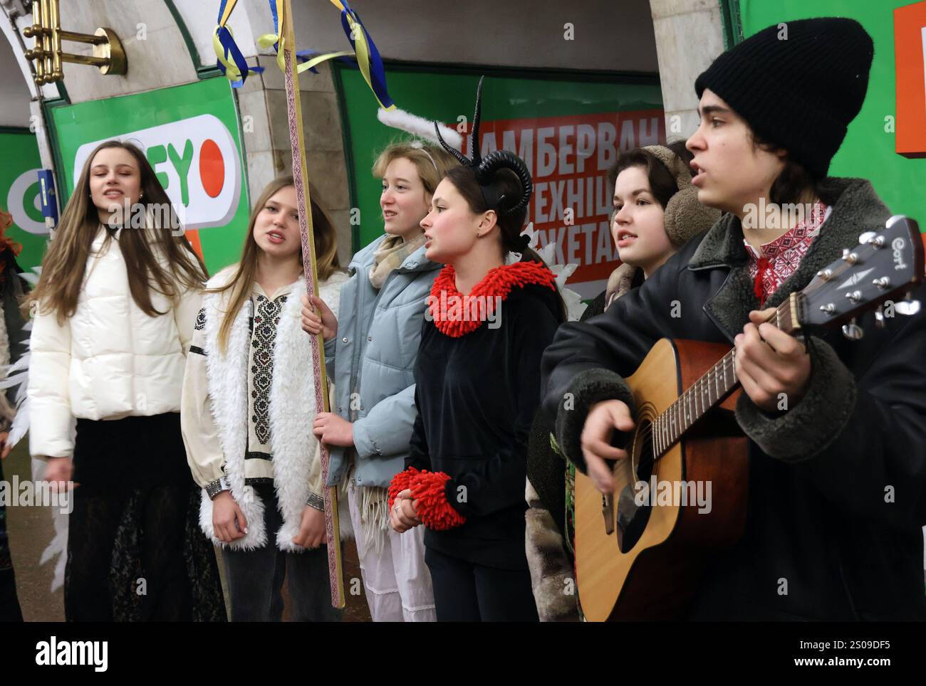 KYIV, UKRAINE - DECEMBER 26, 2024 - Pupils from the Solomianskyi ...
