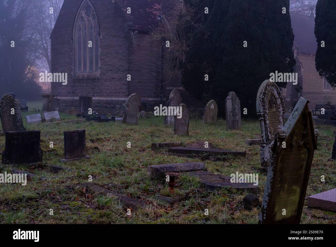 Ghostly cemetery in the mist on Christmas Eve 2024. Spooky, haunted ...