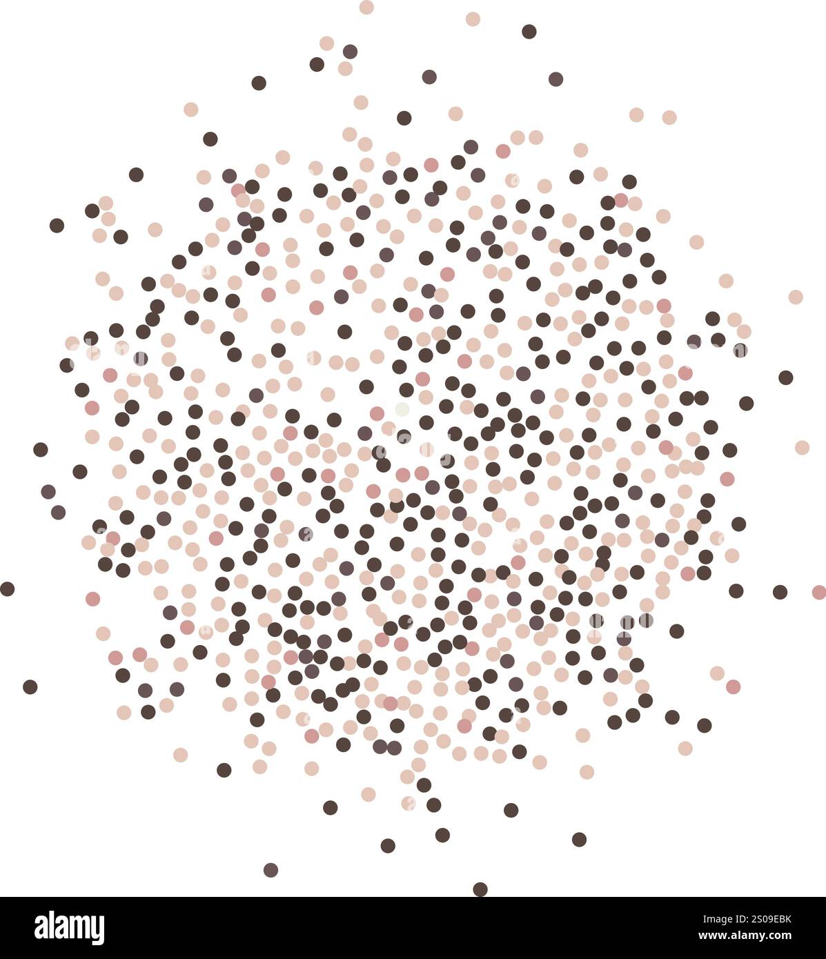 Abstract circle created from brown stipple dots. Brown dotted particles background. Ideal for ...