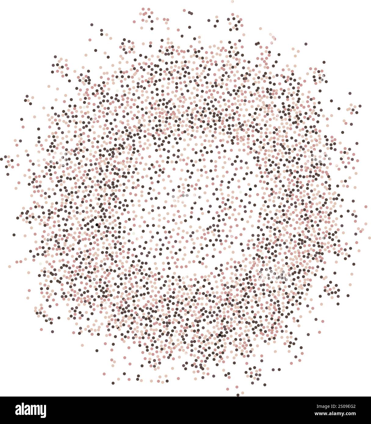 Abstract circle created from brown stipple dots. Brown dotted particles ...