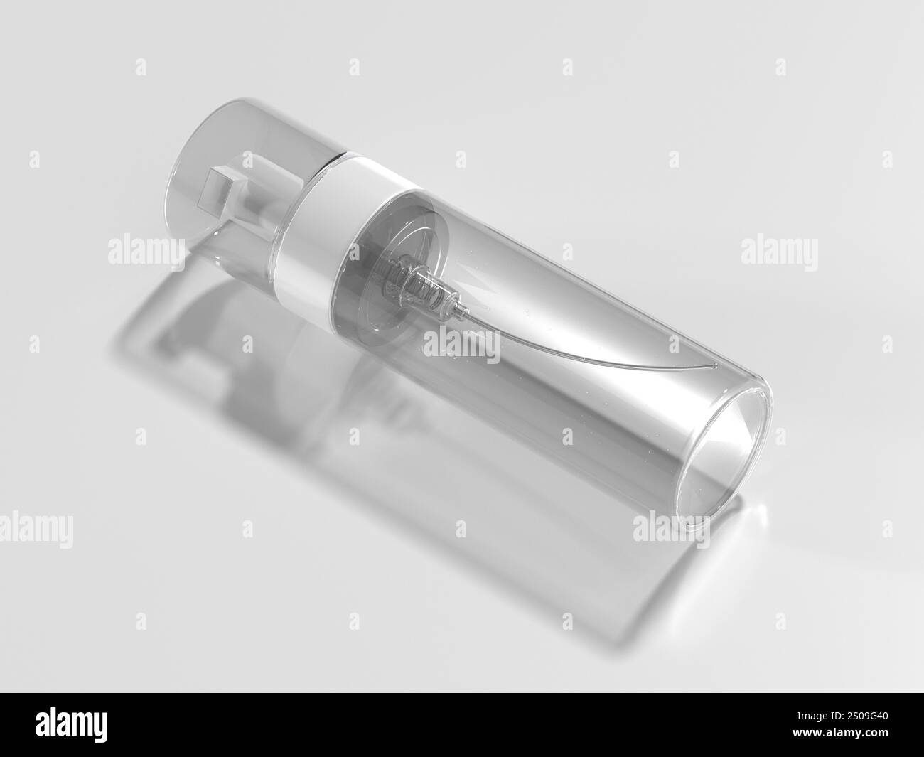 3D render, Transparent foam pump bottle mockup with spring mechanism ...