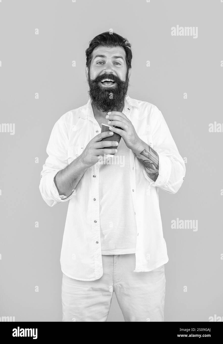 Amazed happy guy in Black and White Stock Photos & Images - Alamy