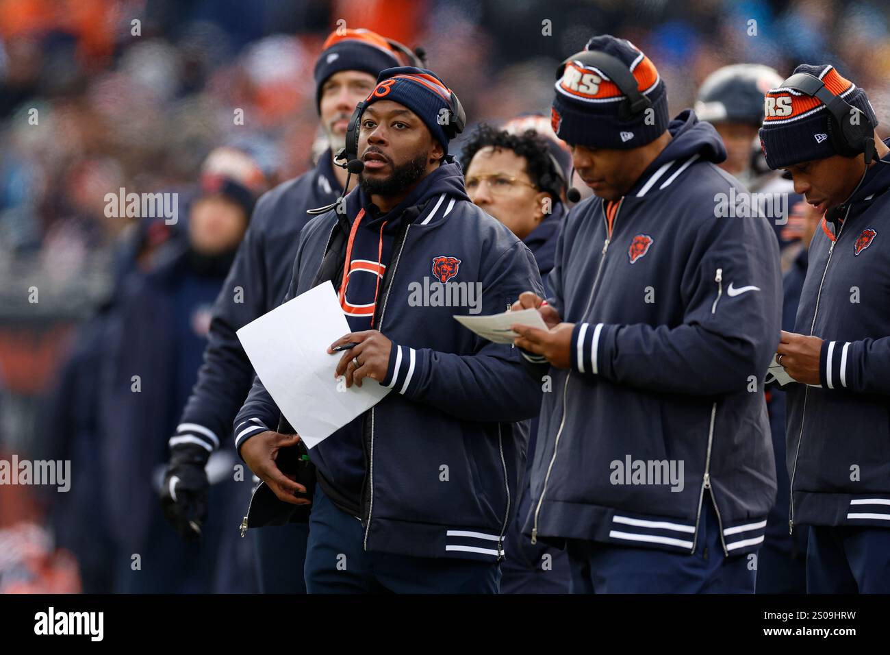 Chicago Bears interim head coach Thomas Brown looks on from the ...