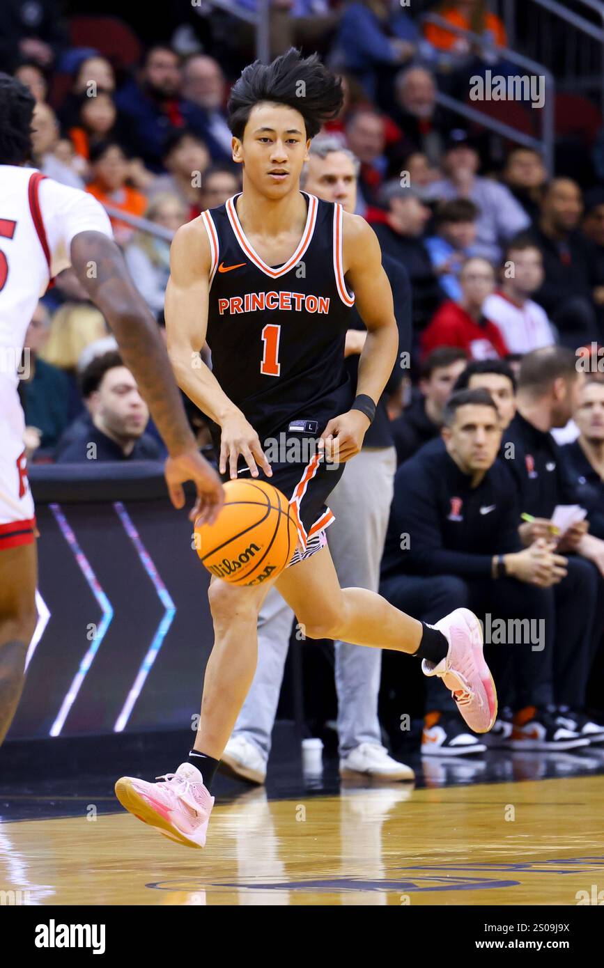 NEWARK, NJ - DECEMBER 21: Xaivian Lee #1 of the Princeton Tigers ...