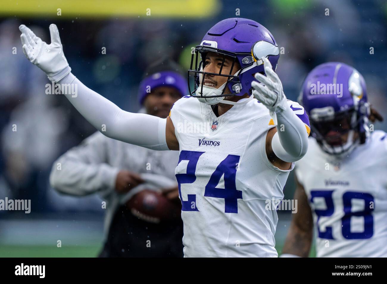 Minnesota Vikings defensive back Camryn Bynum gestures to fans during ...
