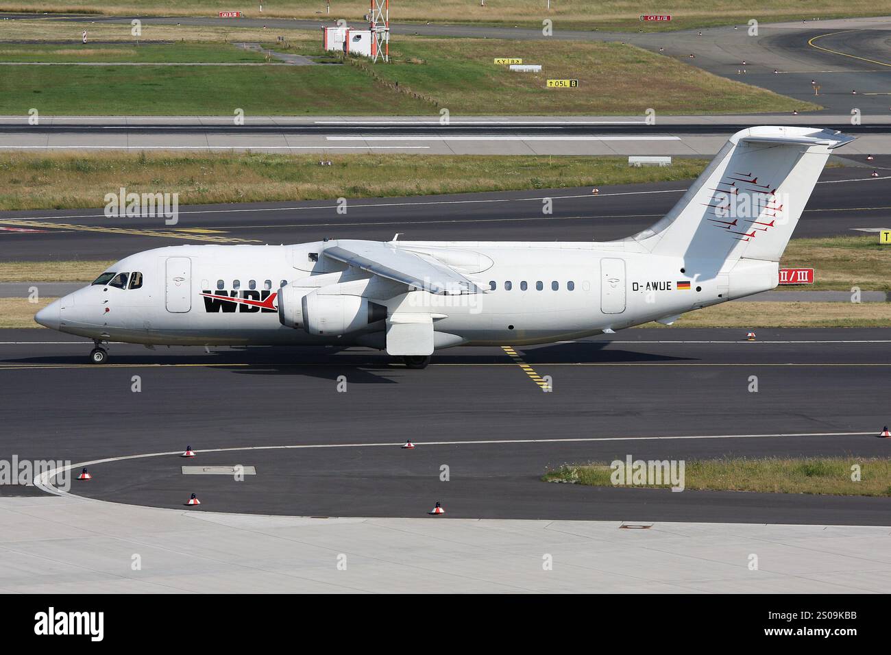 German WDL Aviation BAe 146-200 with registration D-AWUE with registration CS-TQK on taxiway at ...