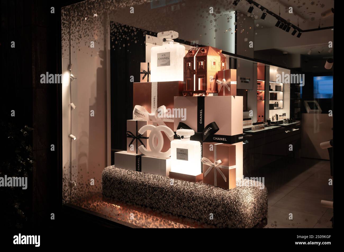 An Elegant Holiday Display Window featuring a collection of Luxurious ...