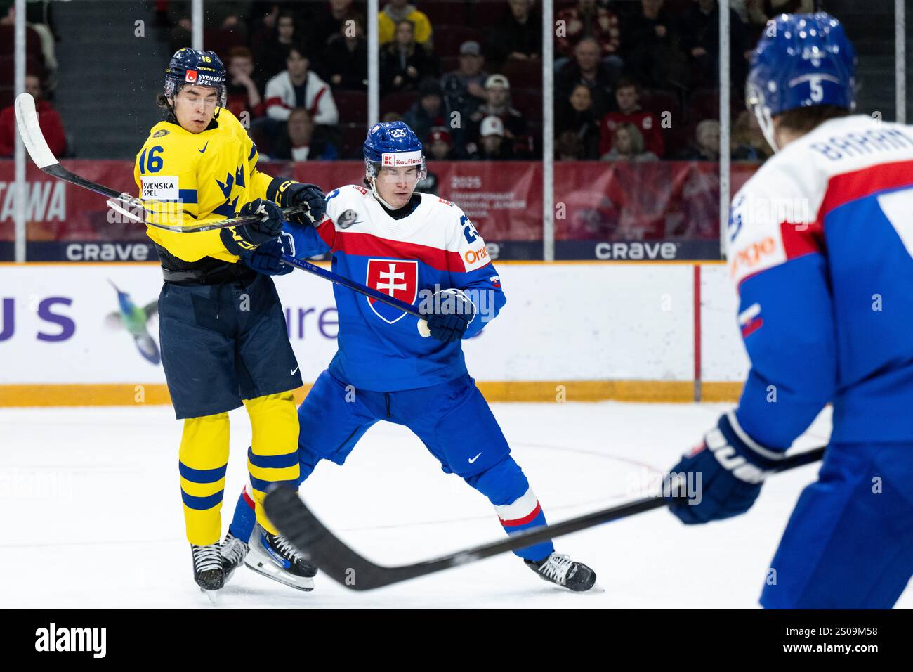Felix Unger Sörum of, Sweden. , . and Samuel Barcik of Slovakia during ...