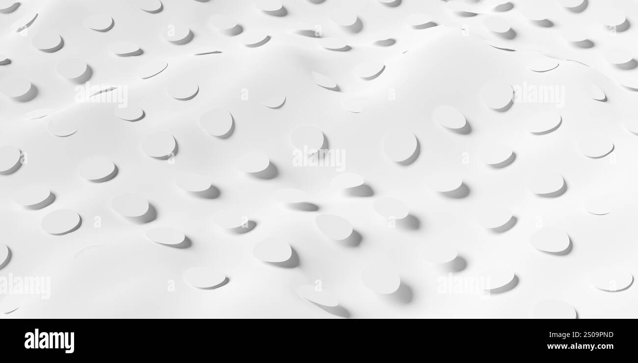 Random shifted floating white circle background bend wave plane ...