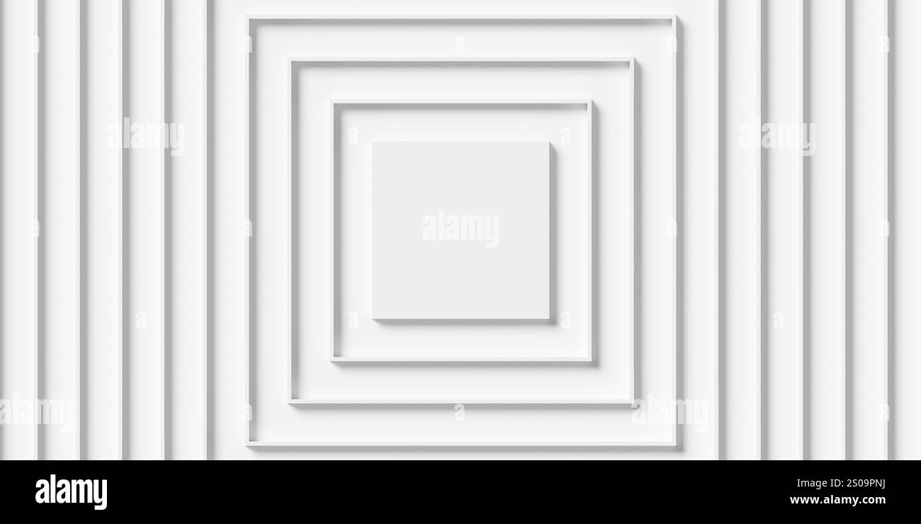Thin white concentric squares background wallpaper banner flat lay top ...