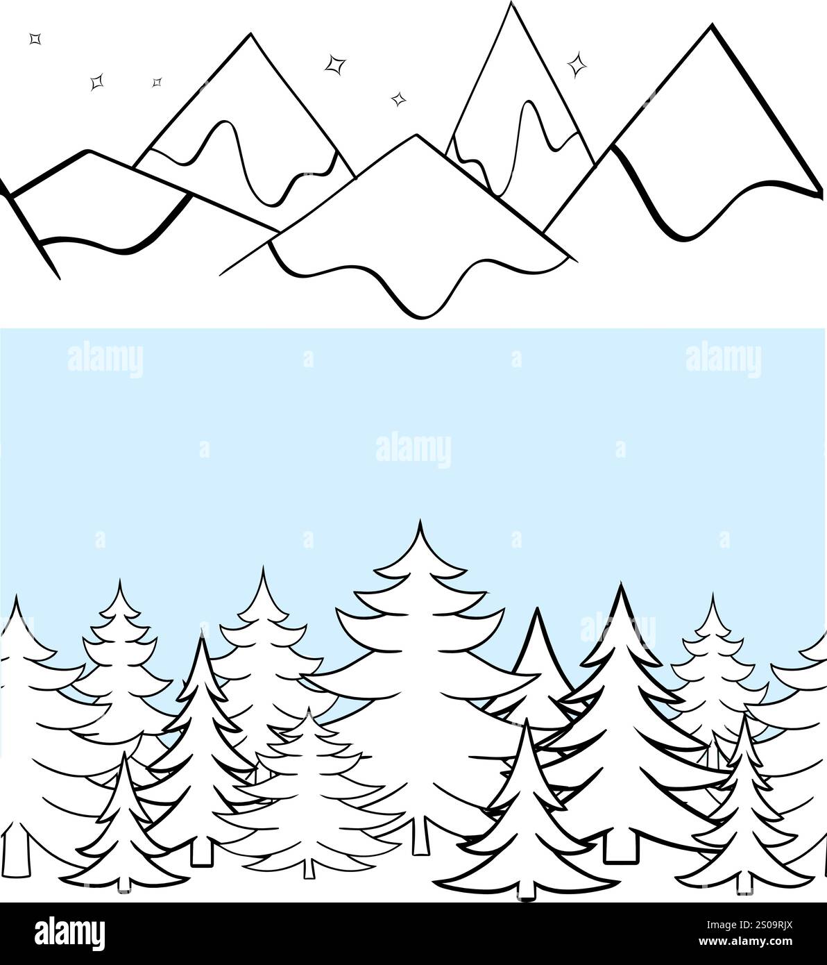 Vector winter border pine Cut Out Stock Images & Pictures - Alamy