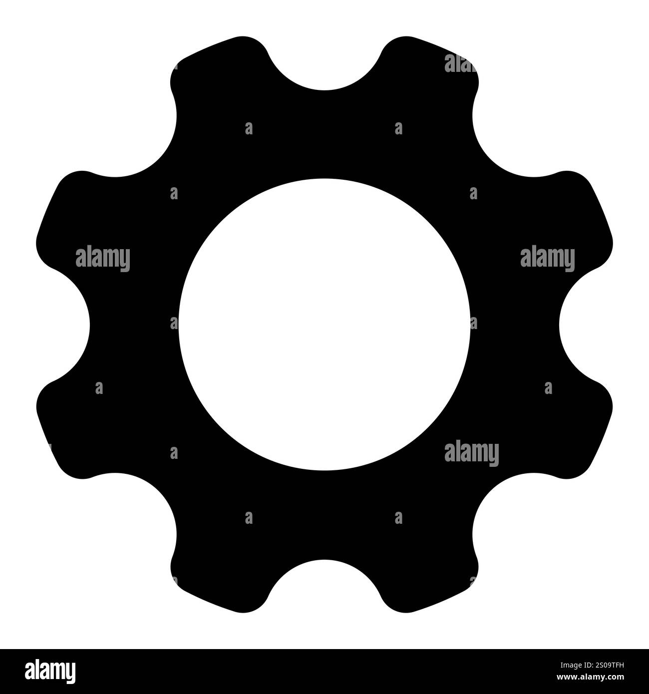 gear wheel silhouette shape, settings icon symbol, black and white ...