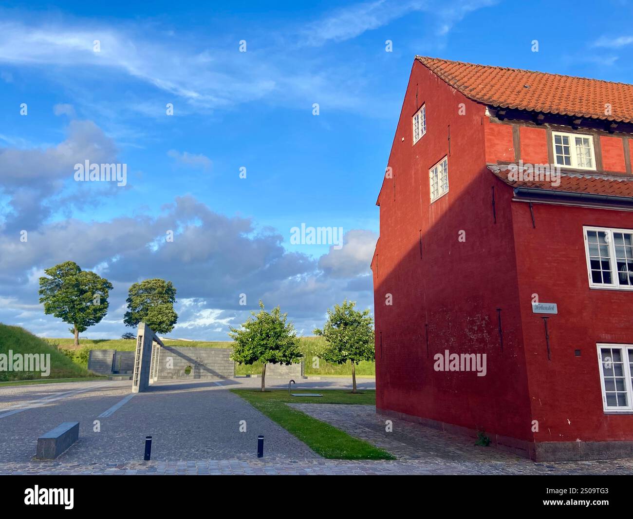 Historical Red Building and Memorial in Kastellet, Copenhagen, Denmark ...