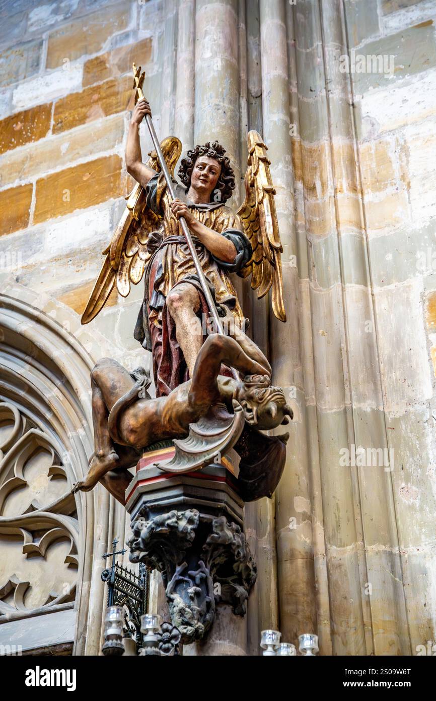 Statue of St. George killing the dragon, in the ambulatory of St Vitus ...