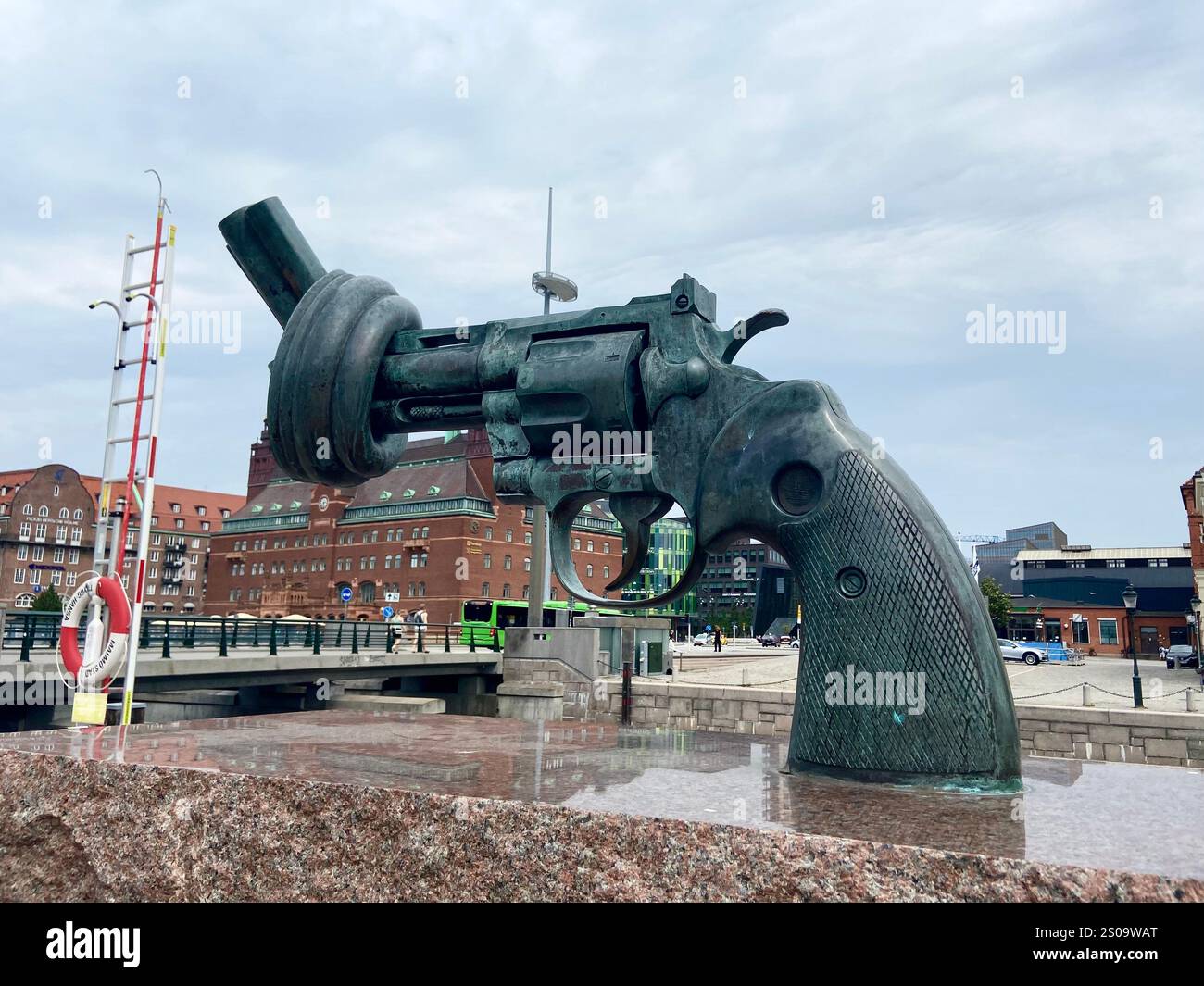 Malmo, Sweden - July 26 2021: Non-Violence Sculpture Depicting a Tied ...