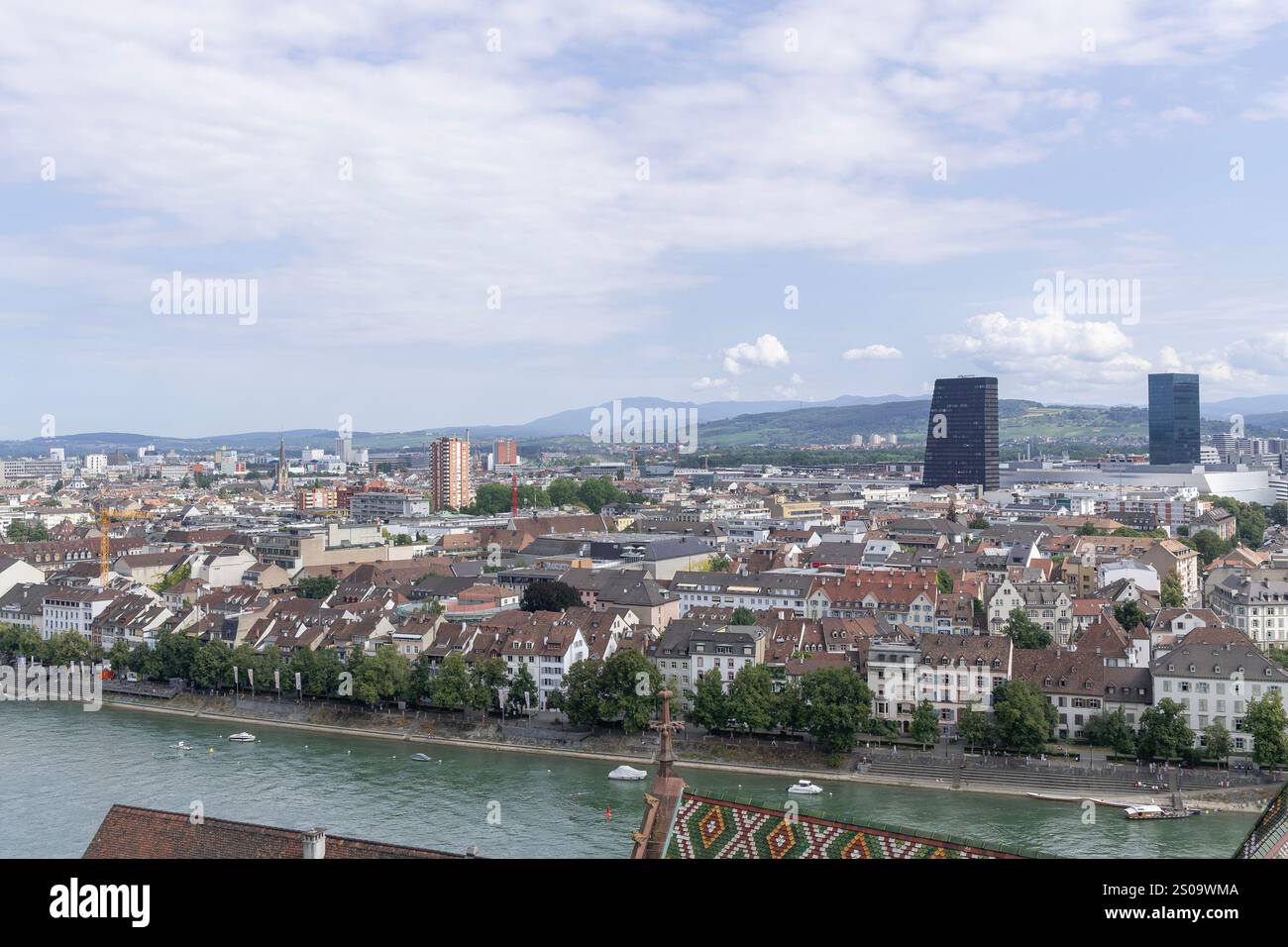 Basel, Switzerland - View of the city center of Basel with the Rhine ...