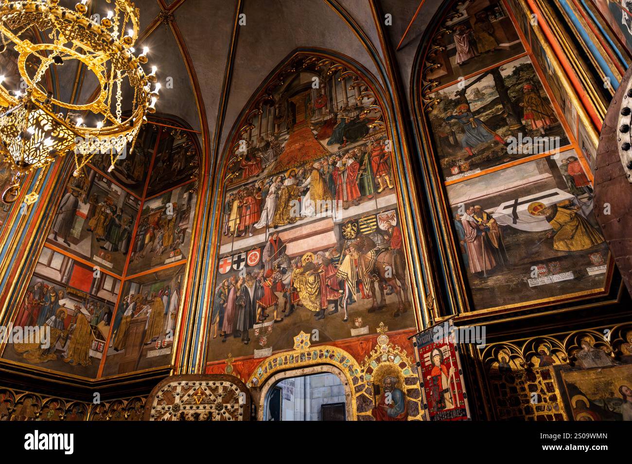 St. Wenceslas Chapel with colorful frescoes and magnificent decoration ...