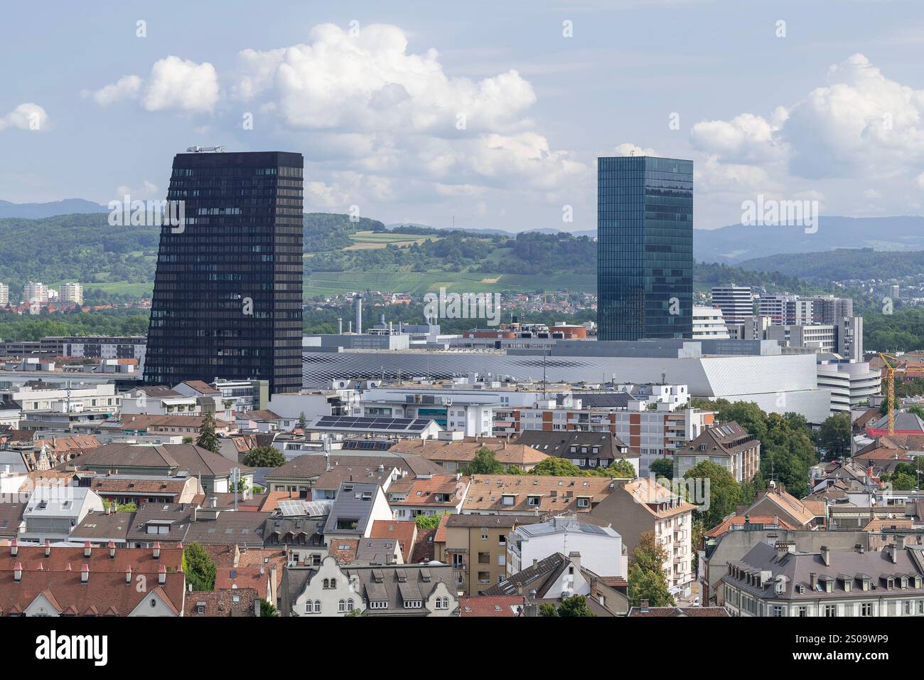 Basel, Switzerland - View of the city center of Basel with the Messe ...