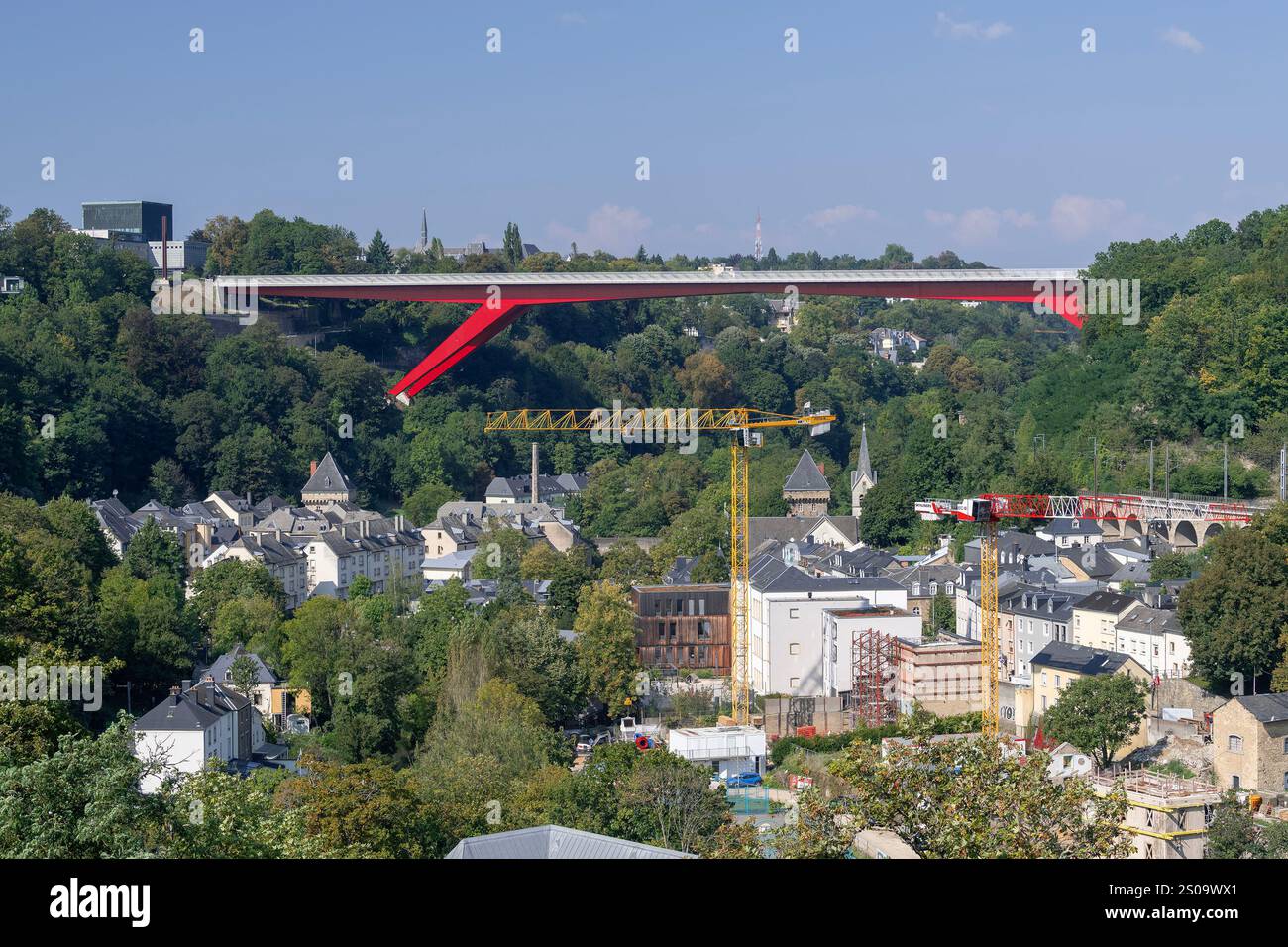 Luxembourg City - The Grand Duchess Charlotte bridge, a red bridge ...