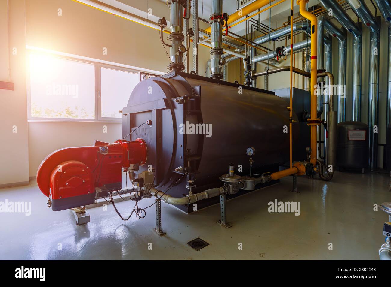 Industrial boiler room with modern boiler equipment Stock Photo - Alamy