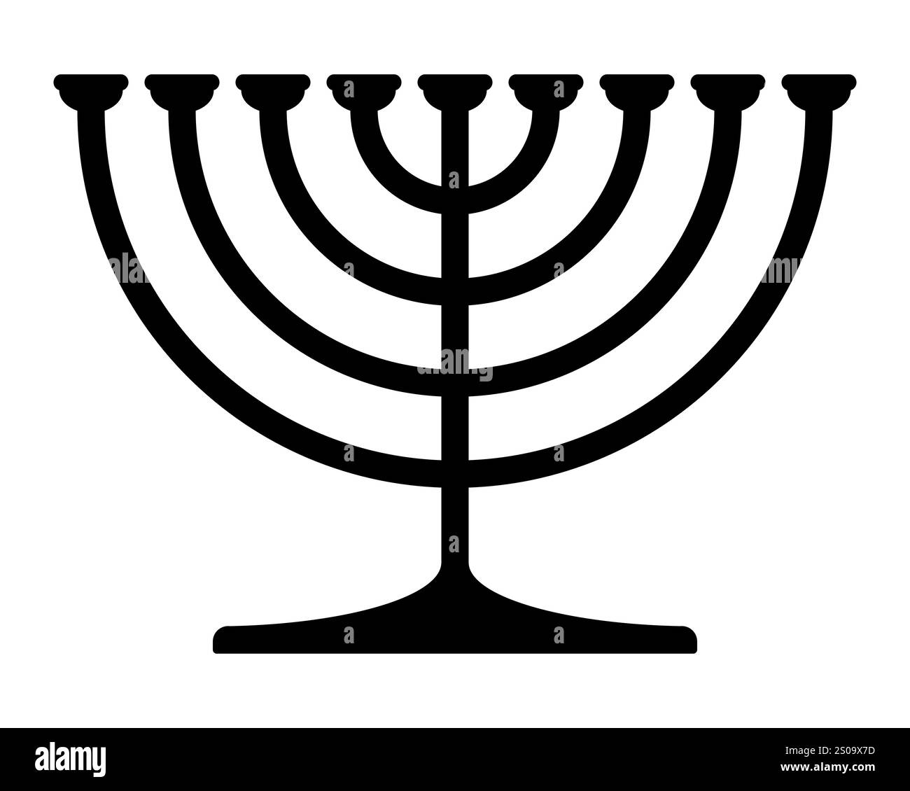 Hanukkah menorah, black and white vector silhouette illustration of ...