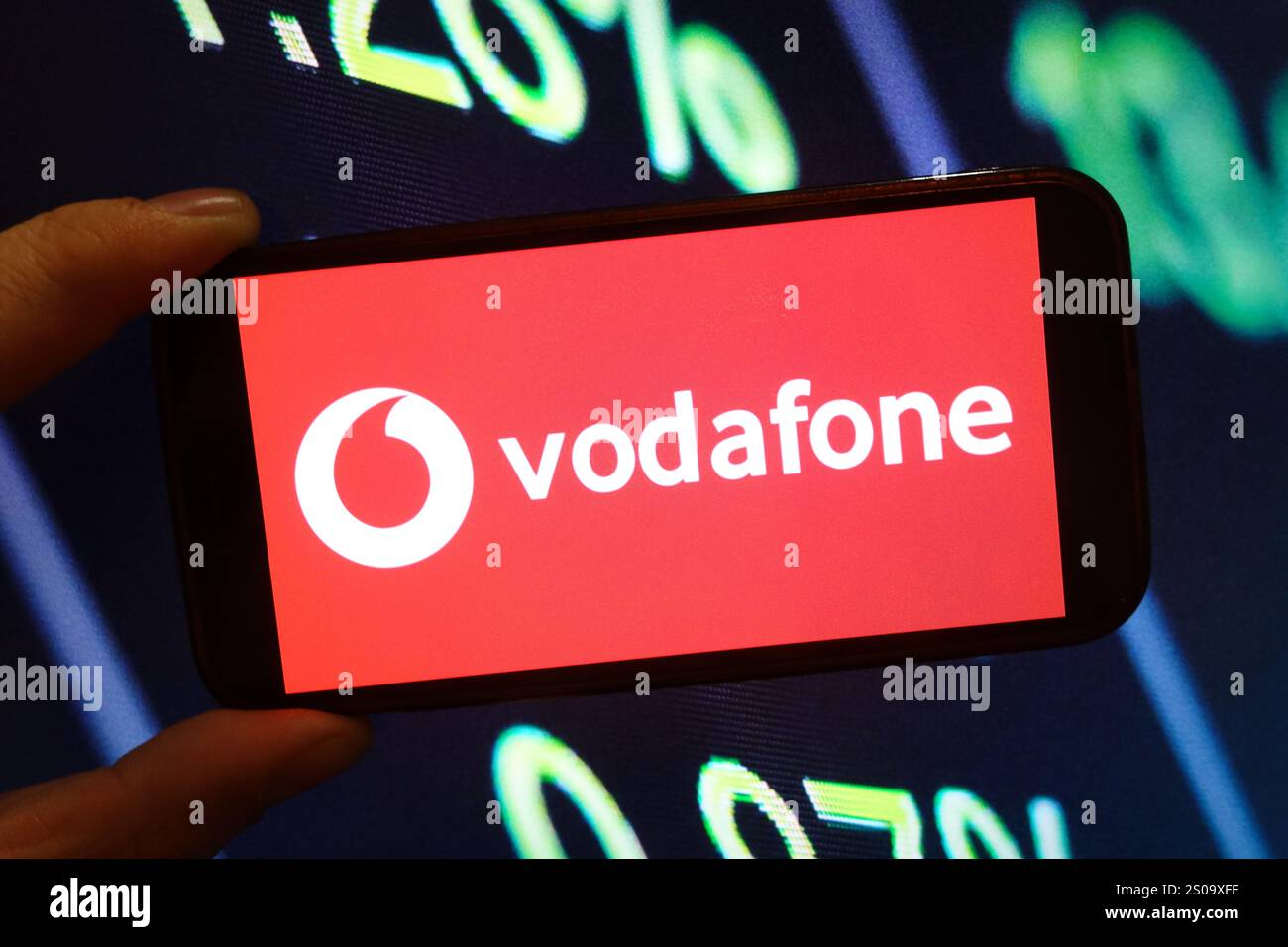 Poland. 25th Dec, 2024. In this photo illustration, the Vodafone company logo is seen displayed ...