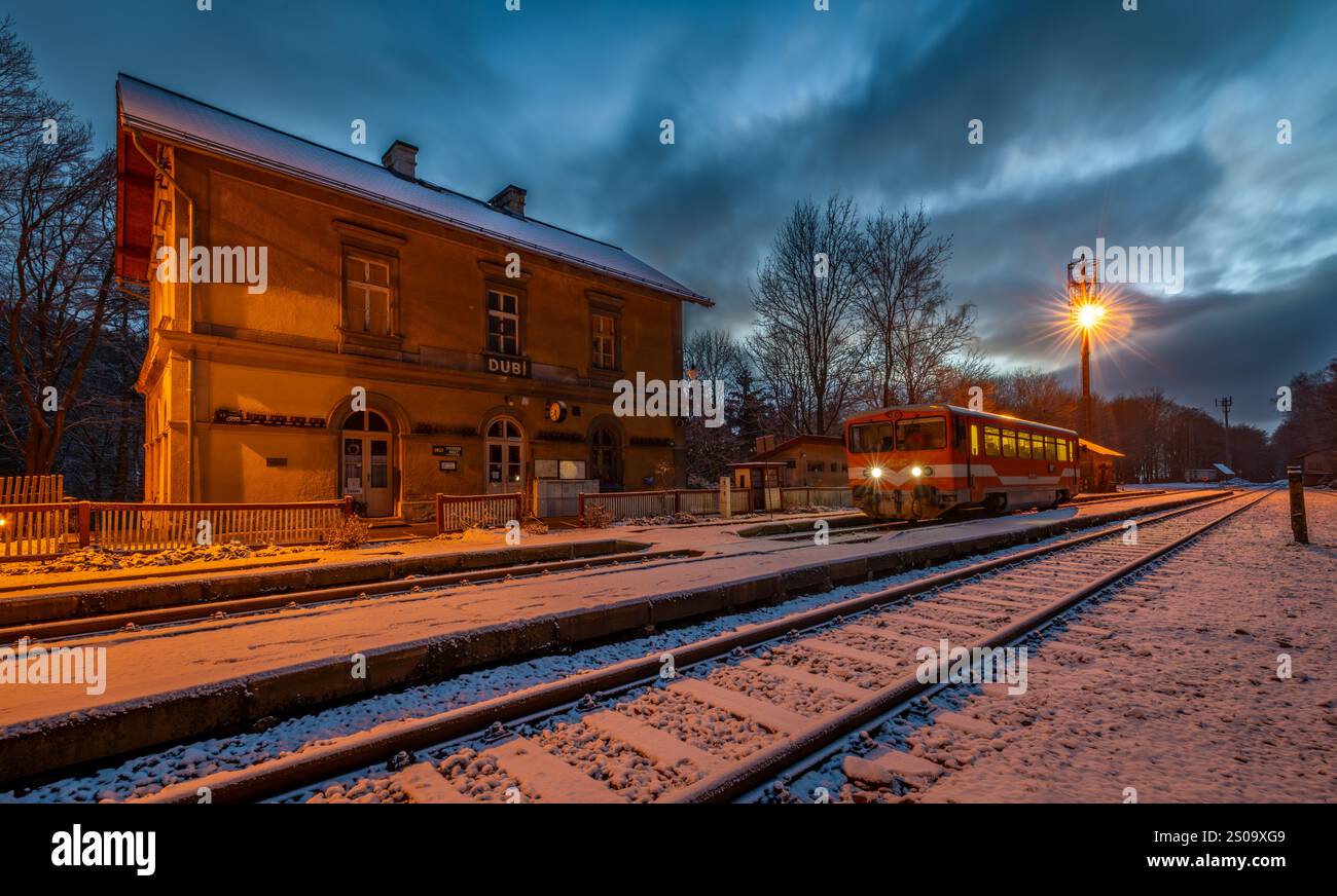 Old unit orange engine with cold winter morning colors in Dubi CZ 12 23 ...