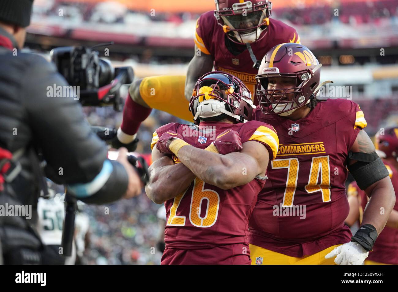 Washington Commanders running back Jeremy McNichols (26) celebrates ...
