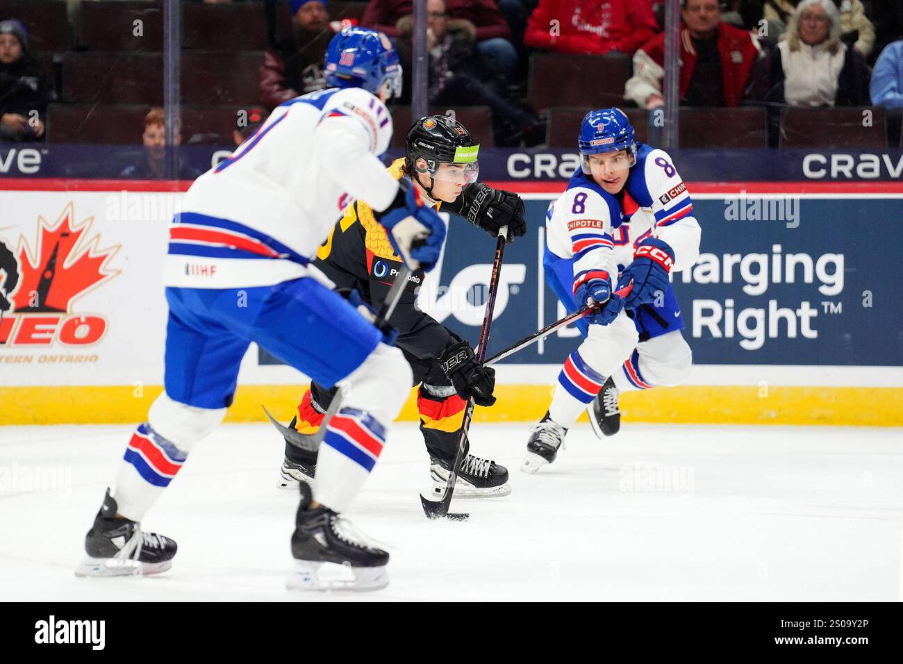 USA forward Carey Terrance (10) and teammate Brandon Svoboda (8 ...
