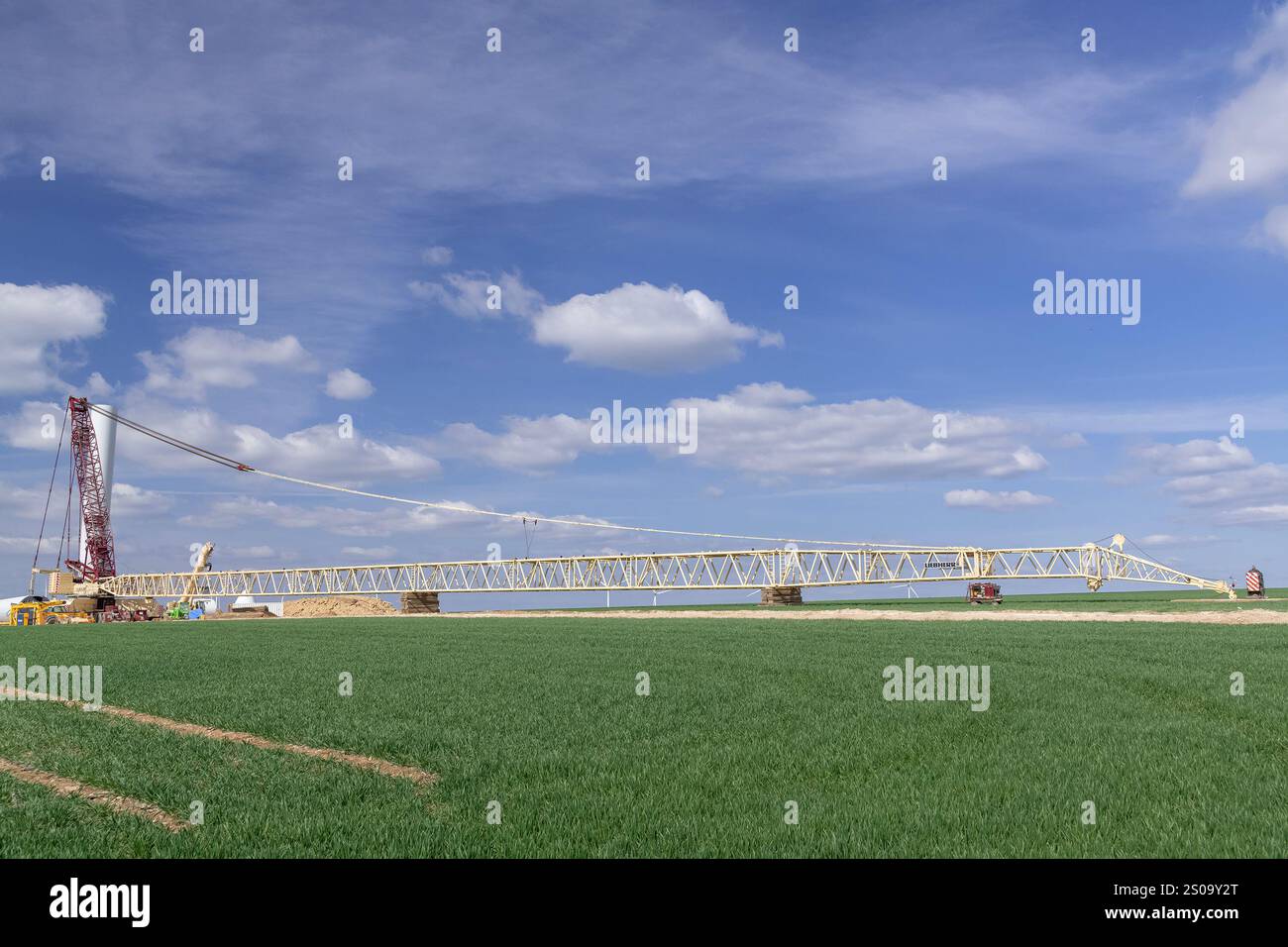 Nancy, France - View on a beige and burgundy Lattice boom crane ...