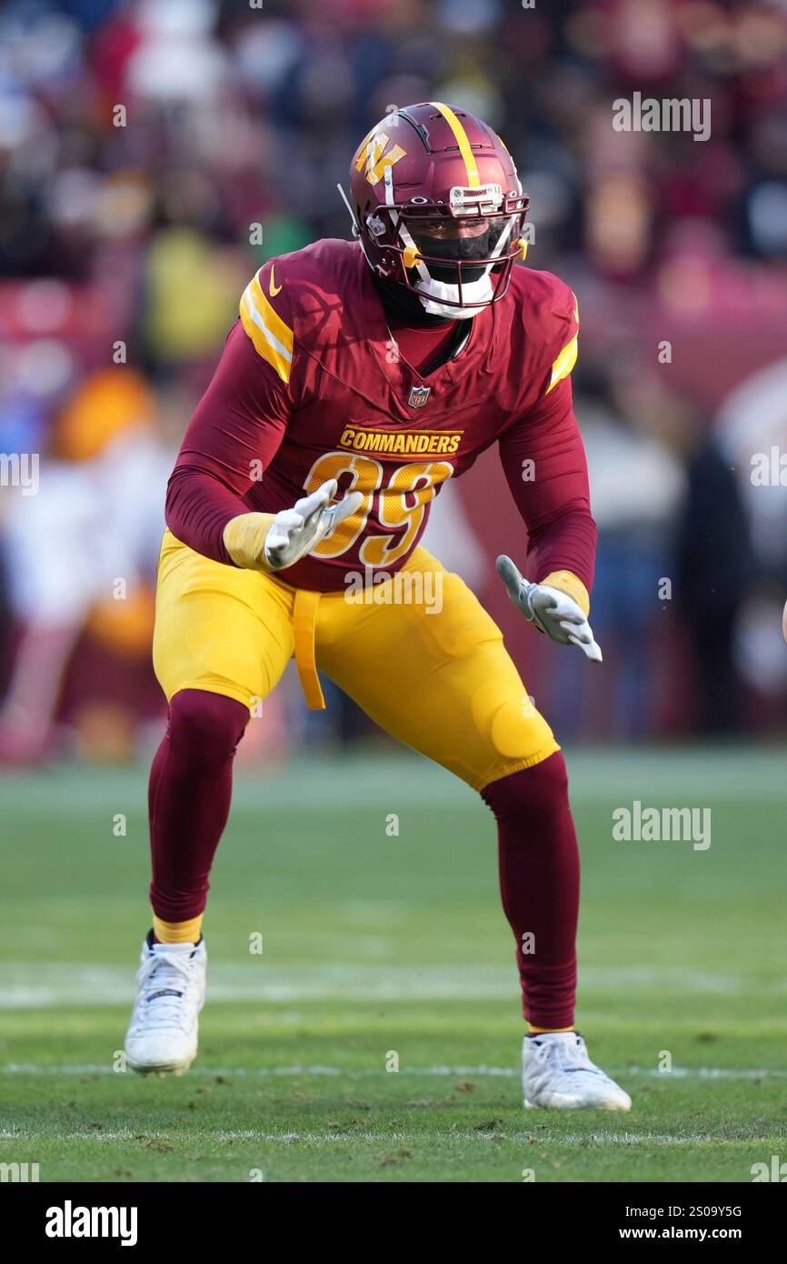 Washington Commanders defensive end Clelin Ferrell (99) rushes the ...