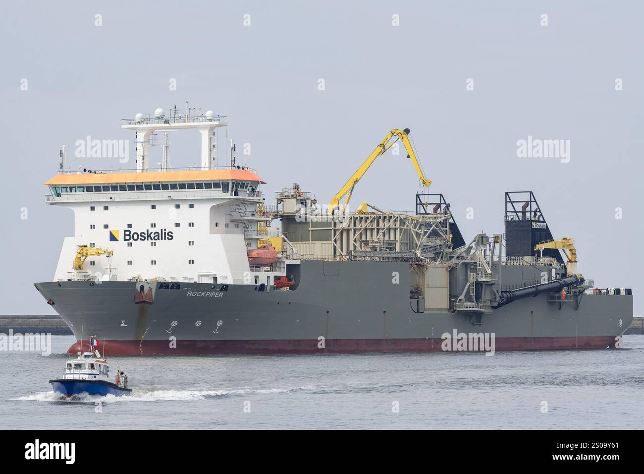 Le Havre, France - View on the pipe burying vessel ROCKPIPER arriving ...