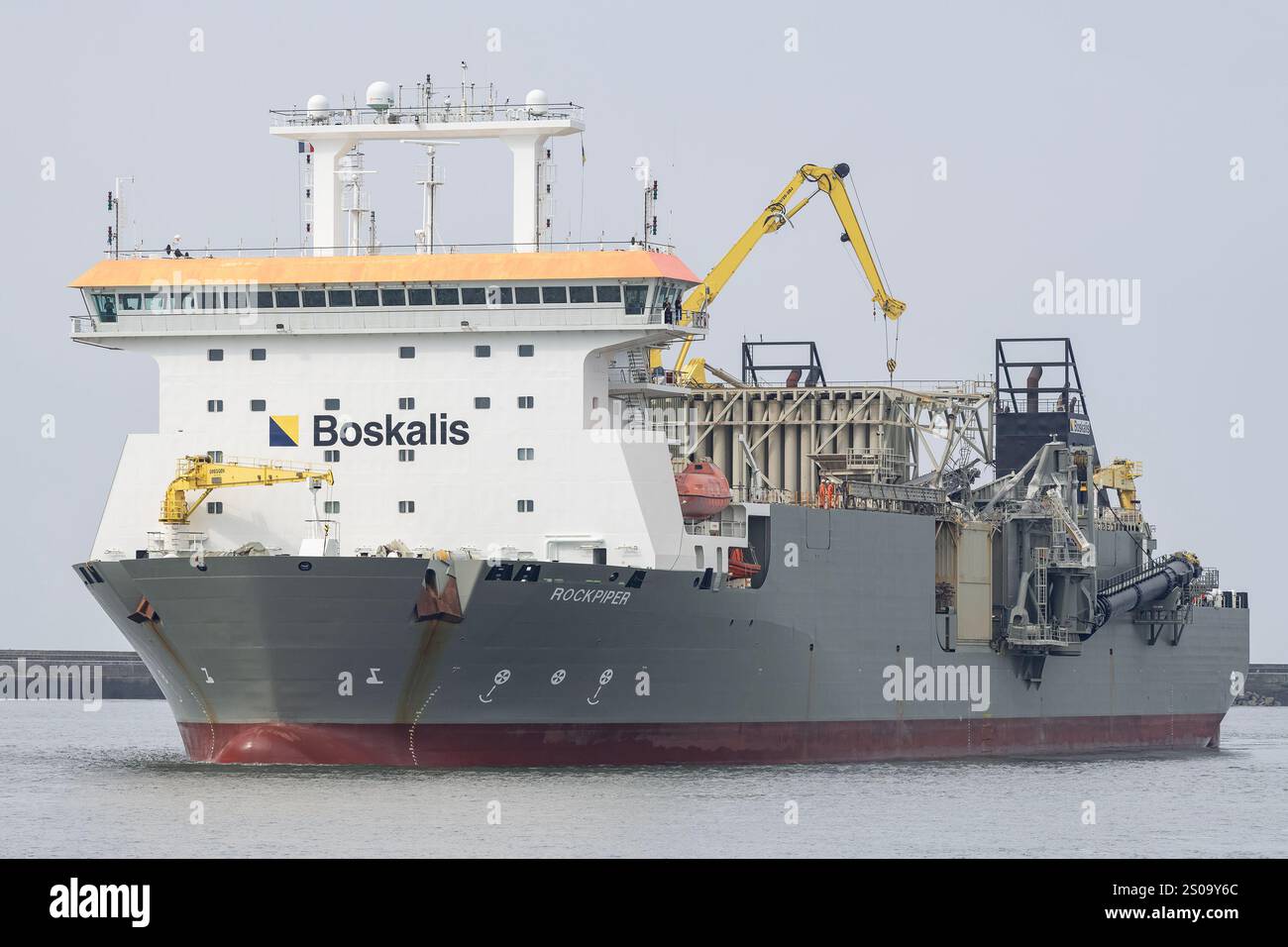 Le Havre, France - View on the pipe burying vessel ROCKPIPER arriving ...