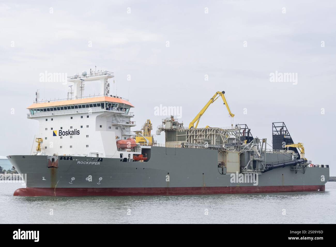 Le Havre, France - View on the pipe burying vessel ROCKPIPER arriving ...