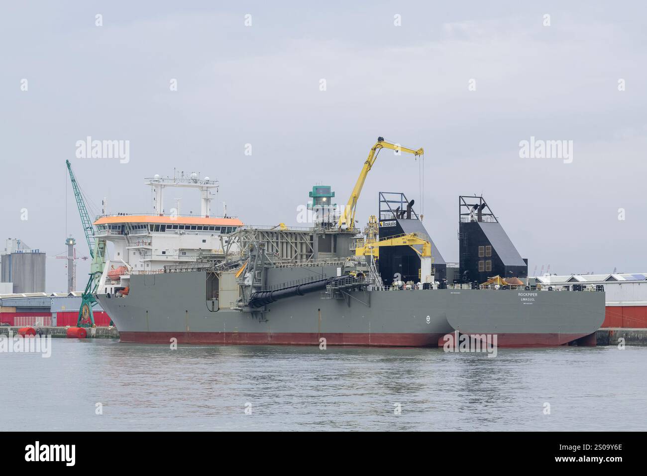 Le Havre, France - View on the pipe burying vessel ROCKPIPER arriving ...